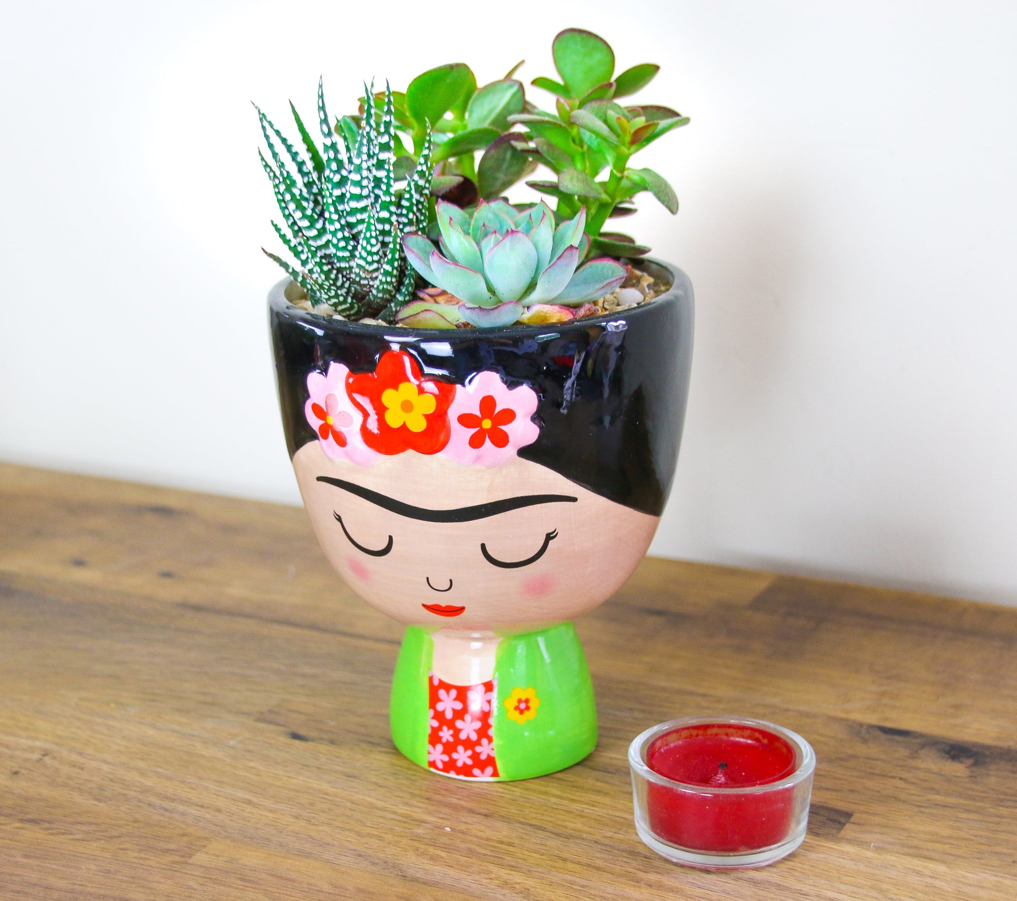 Frida Kahlo Inspired Indoor Planters with Living Succulents, Birthday ...
